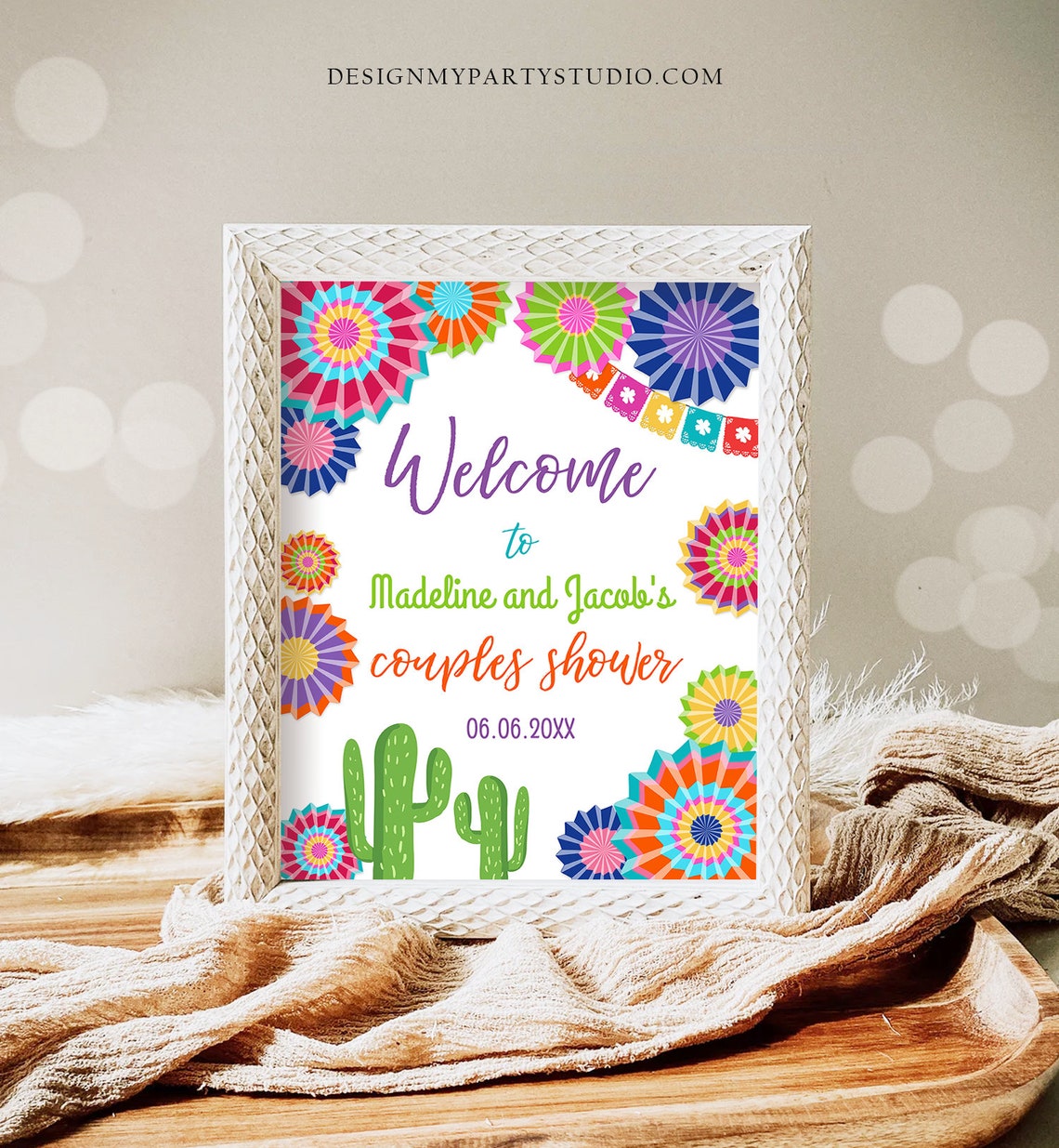 Editable Fiesta Cactus Welcome Sign Couples Shower Welcome | Etsy