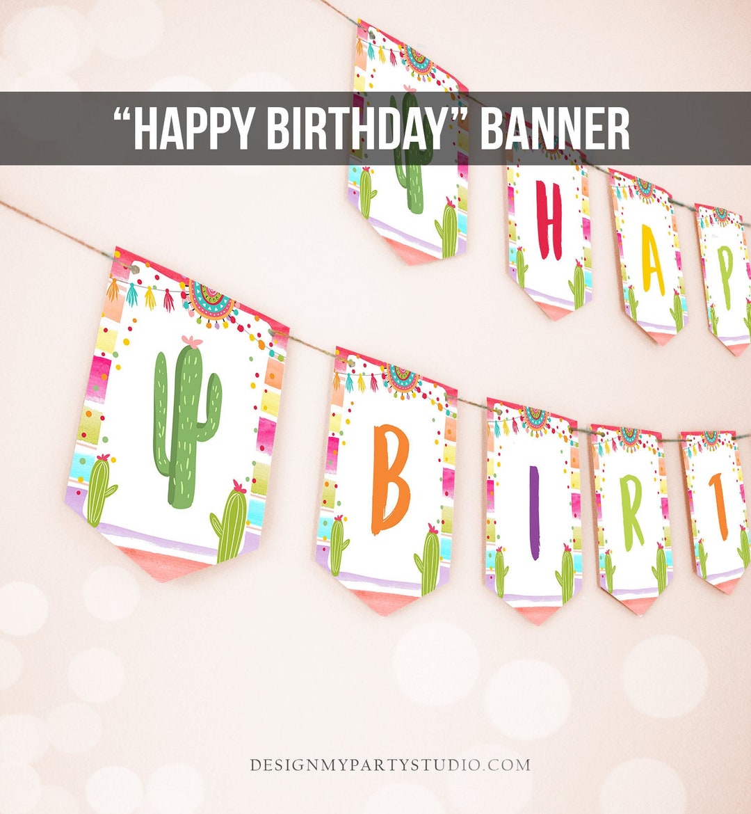 Happy Birthday Banner Fiesta Birthday Banner Girl Boy Taco Twosday ...