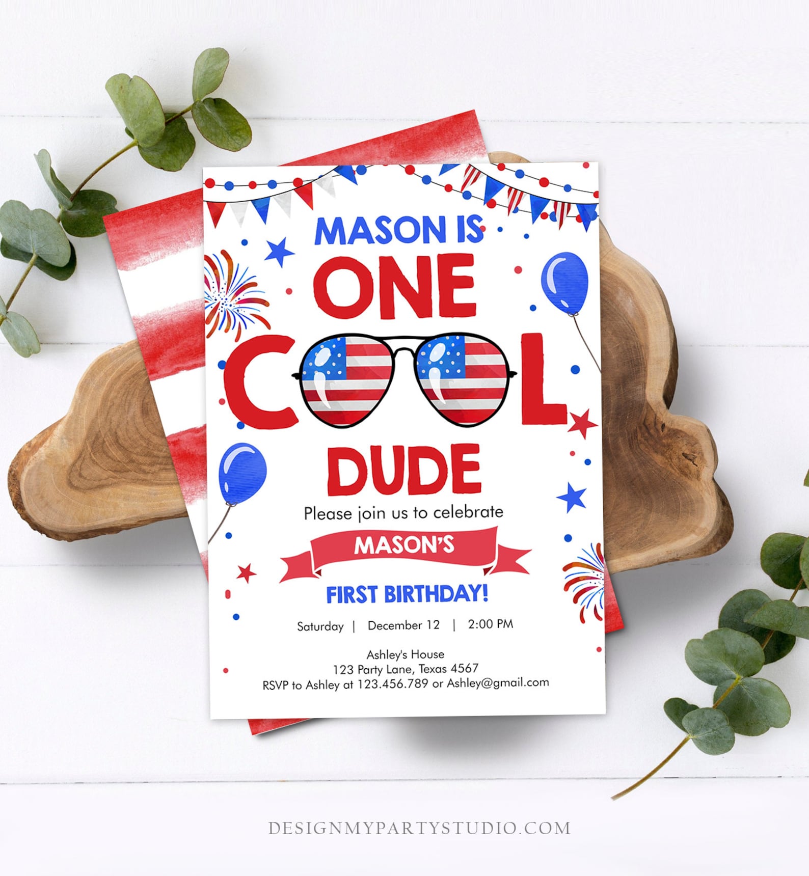 Editable Memorial Day Birthday Invitation 4th of July Little - Etsy