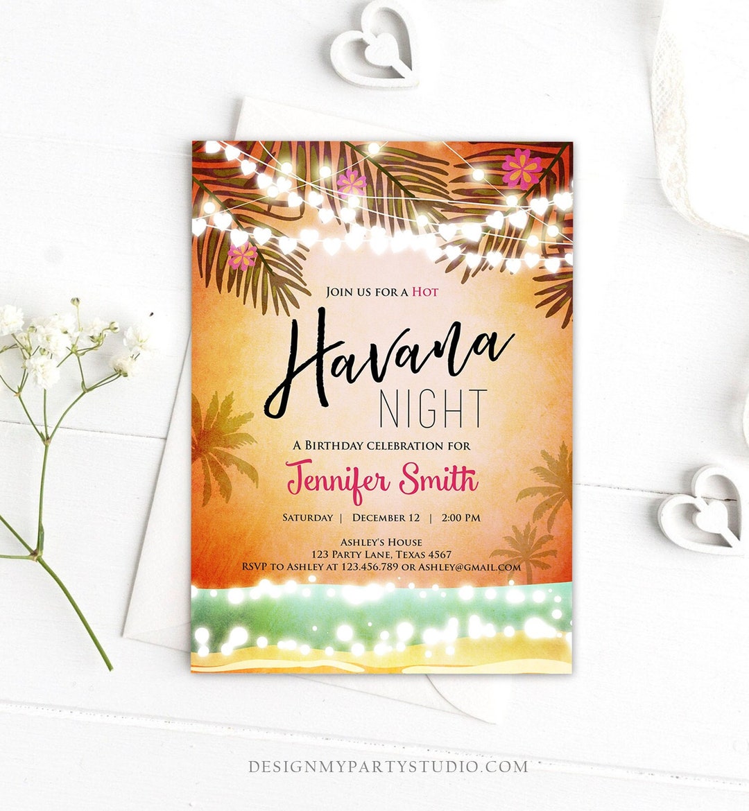 Editable Havana Nights Invitation Night in Havana Birthday Vintage ...
