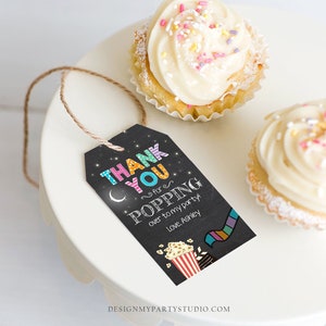 Editable Movie Night Favor Tags Thank You Gift Tags Cinema Movie Under ...