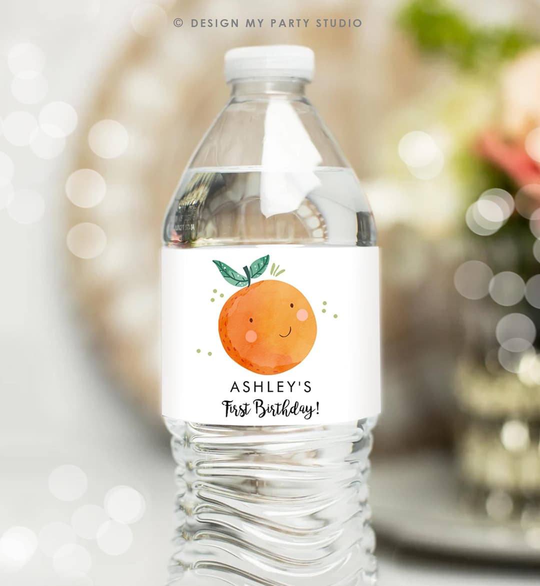 Editable Little Cutie Water Bottle Label First Birthday Party Baby ...