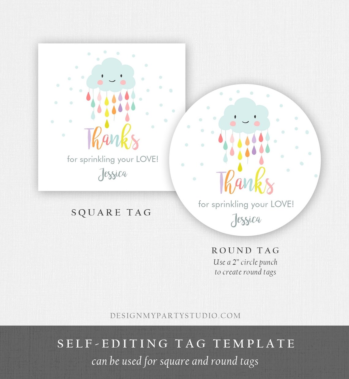 Editable Cloud Baby Shower Round Favor Tags Cloud Labels Cloud - Etsy