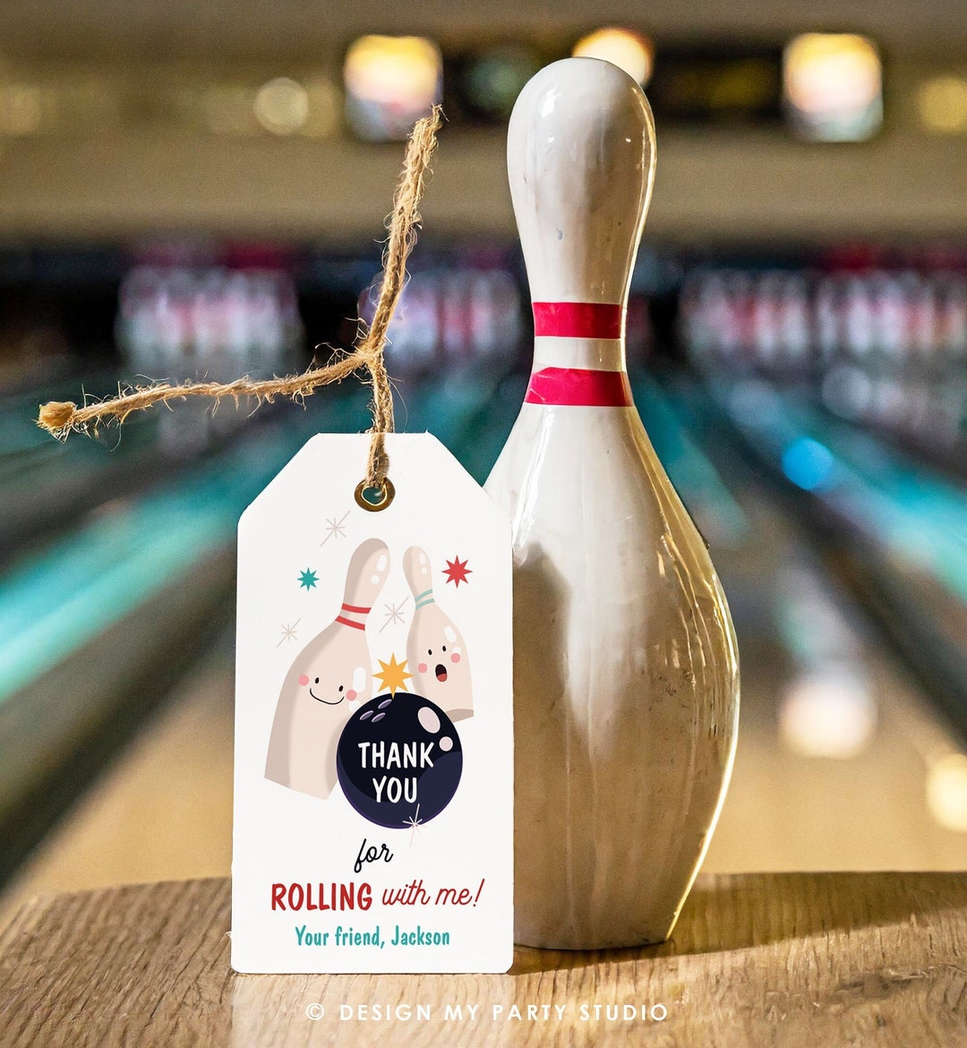 Editable Bowling Favor Tags Bowling Party Boy Bowling Thank You Tags ...