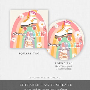 Editable Roller Skating Favor Tag Roller Skate Birthday Thank You ...