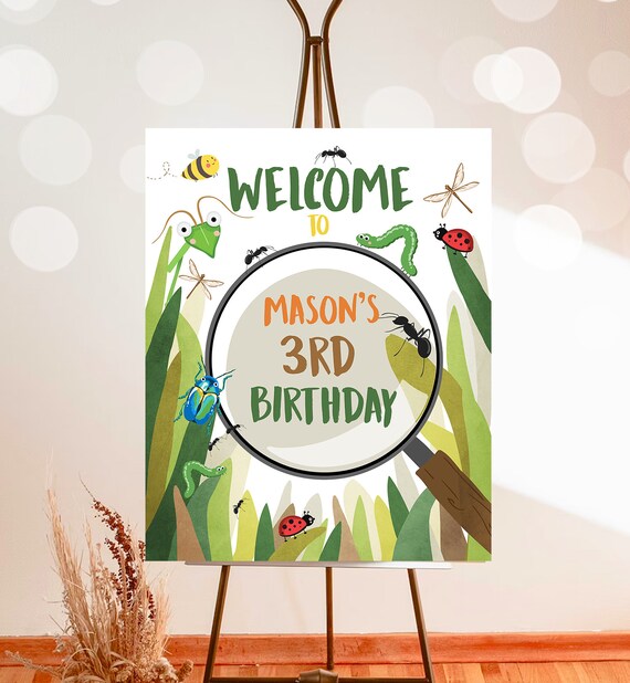 Editable Bug Birthday Welcome Sign Boy Bug Party Outdoor Bug - Etsy