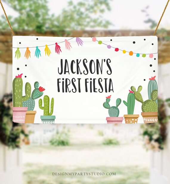 Editable Fiesta Cactus Backdrop Banner Birthday Baby Shower - Etsy