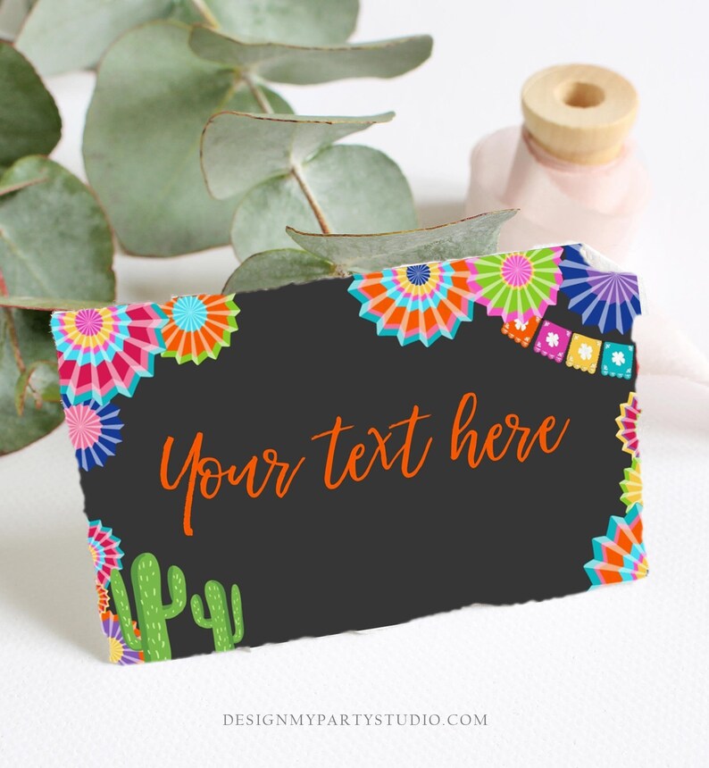 Editable Fiesta Cactus Food Labels Fiesta Party Place Card - Etsy