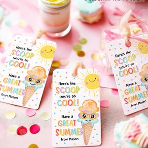 Editable Summer Ice Cream Teacher Appreciation Tag Kids End of School ...