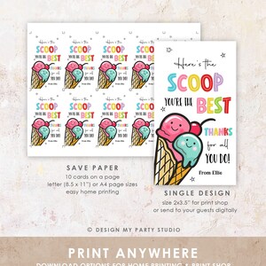 Editable Summer Ice Cream Teacher Appreciation Tag Kids End of School ...