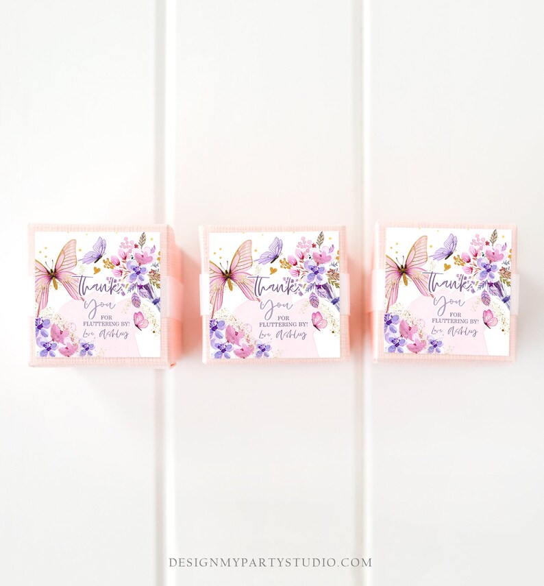 Editable Butterfly Favor Tags Floral Butterfly Birthday Thank You Tag ...