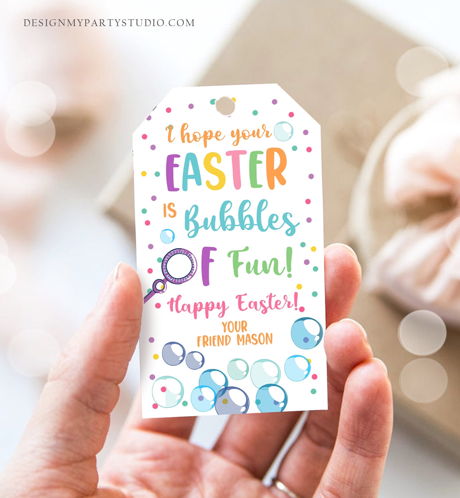 Editable Easter Bubbles Tag Easter Tags Kids Easter Gift Tag - Etsy