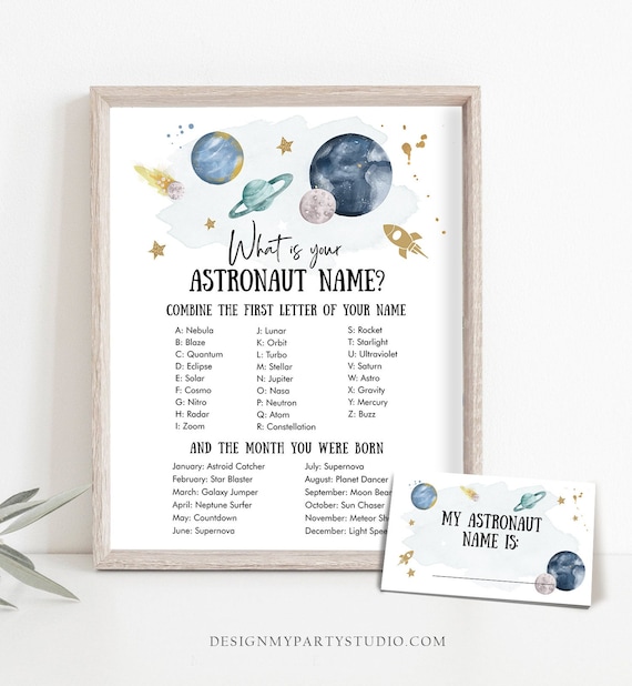 Editable What Is your Astronaut Name Game Outer Space Planets Birthday ...