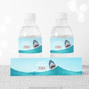 Editable Shark Water Bottle Labels Shark Water Labels Boy Shark ...