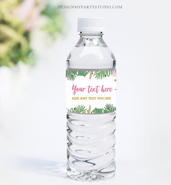 Editable Safari Water Bottle Labels Tropical Girl Birthday Party Wild ...