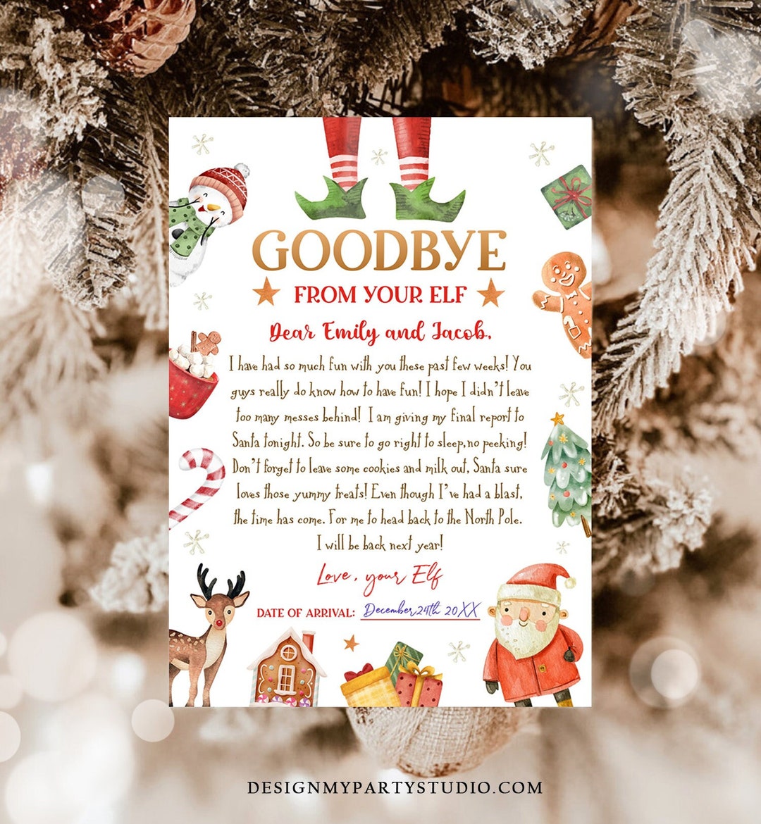 Editable Elf Goodbye Letter Departure Letter Christmas Goodbye From ...
