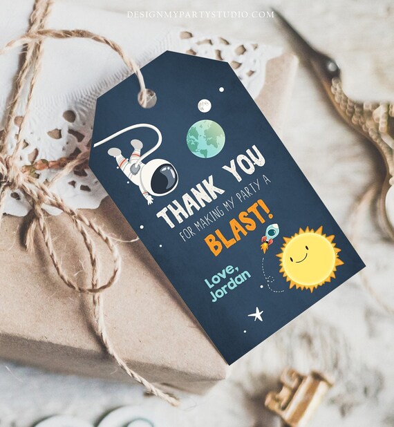 Editable Outer Space Favor Tags Space Birthday Thank you tags Label ...