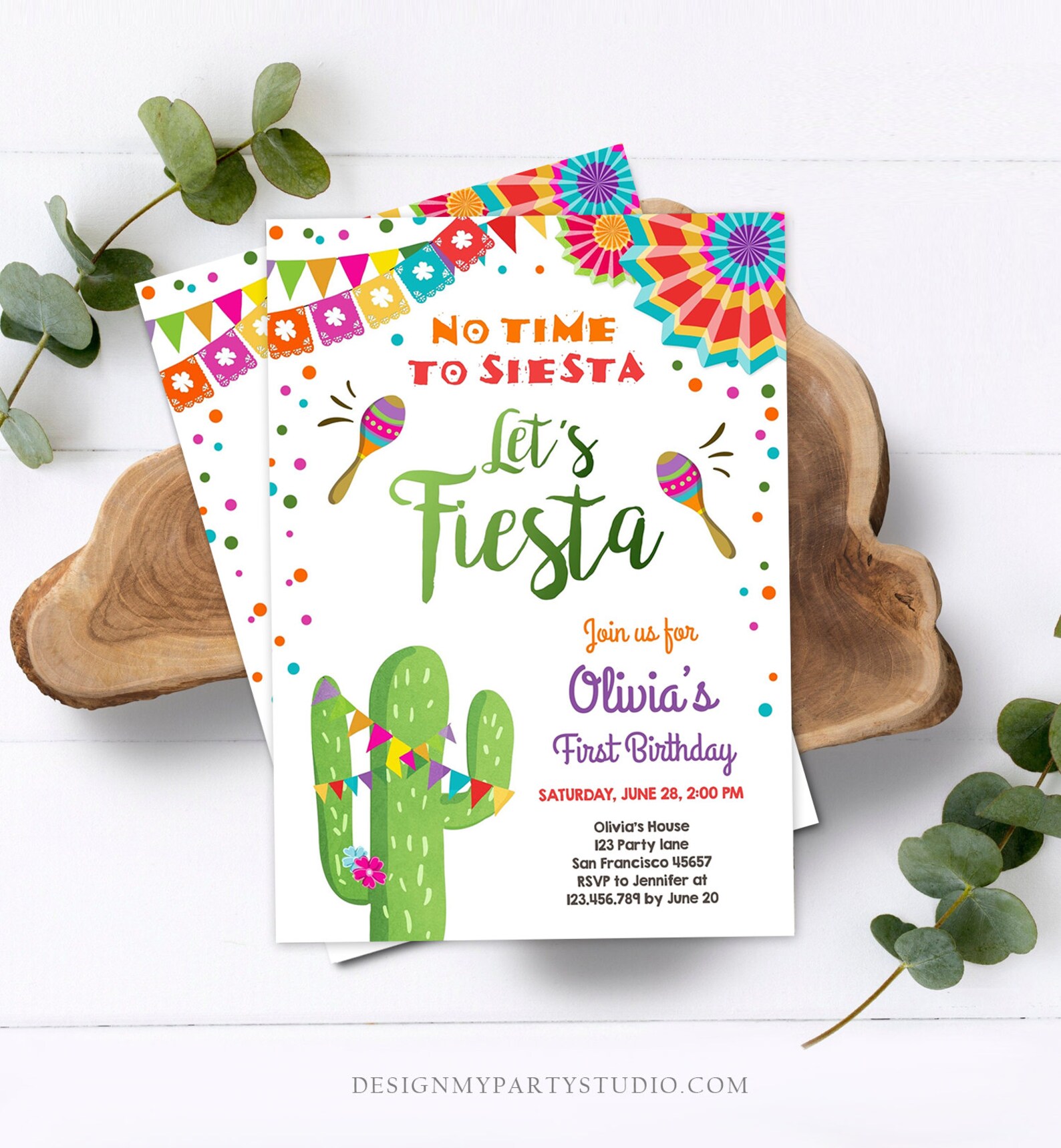 Editable Let's Fiesta Birthday Invitation No Time to | Etsy