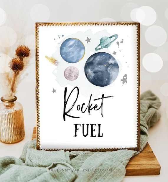 Rocket Fuel Space Party Sign Outer Space Birthday Sign Galaxy Decor ...