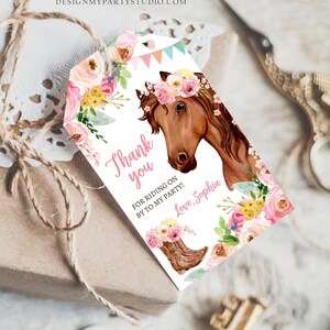 Editable Cowgirl Favor Tags Tags Horse Birthday Party Favor Thank You ...