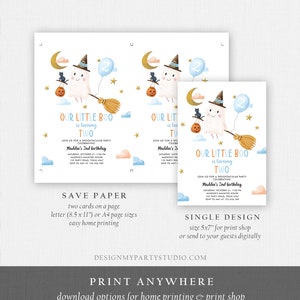 Editable Halloween 2nd Birthday Invitation Pink Ghost Costume Party ...