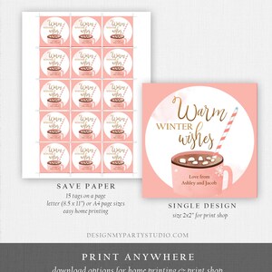 Editable Warm Wishes Tag Personalized Christmas Favors Tag Hot Cocoa ...