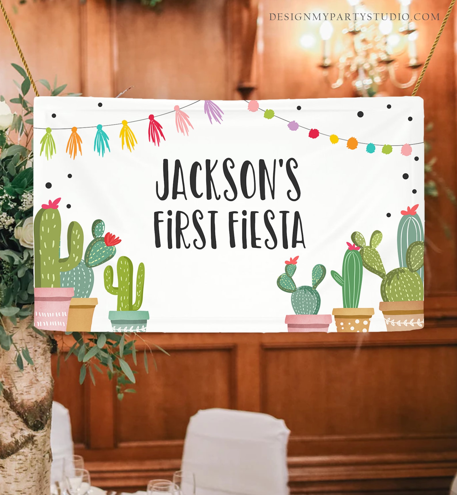 Editable Fiesta Cactus Backdrop Banner Birthday Baby Shower - Etsy