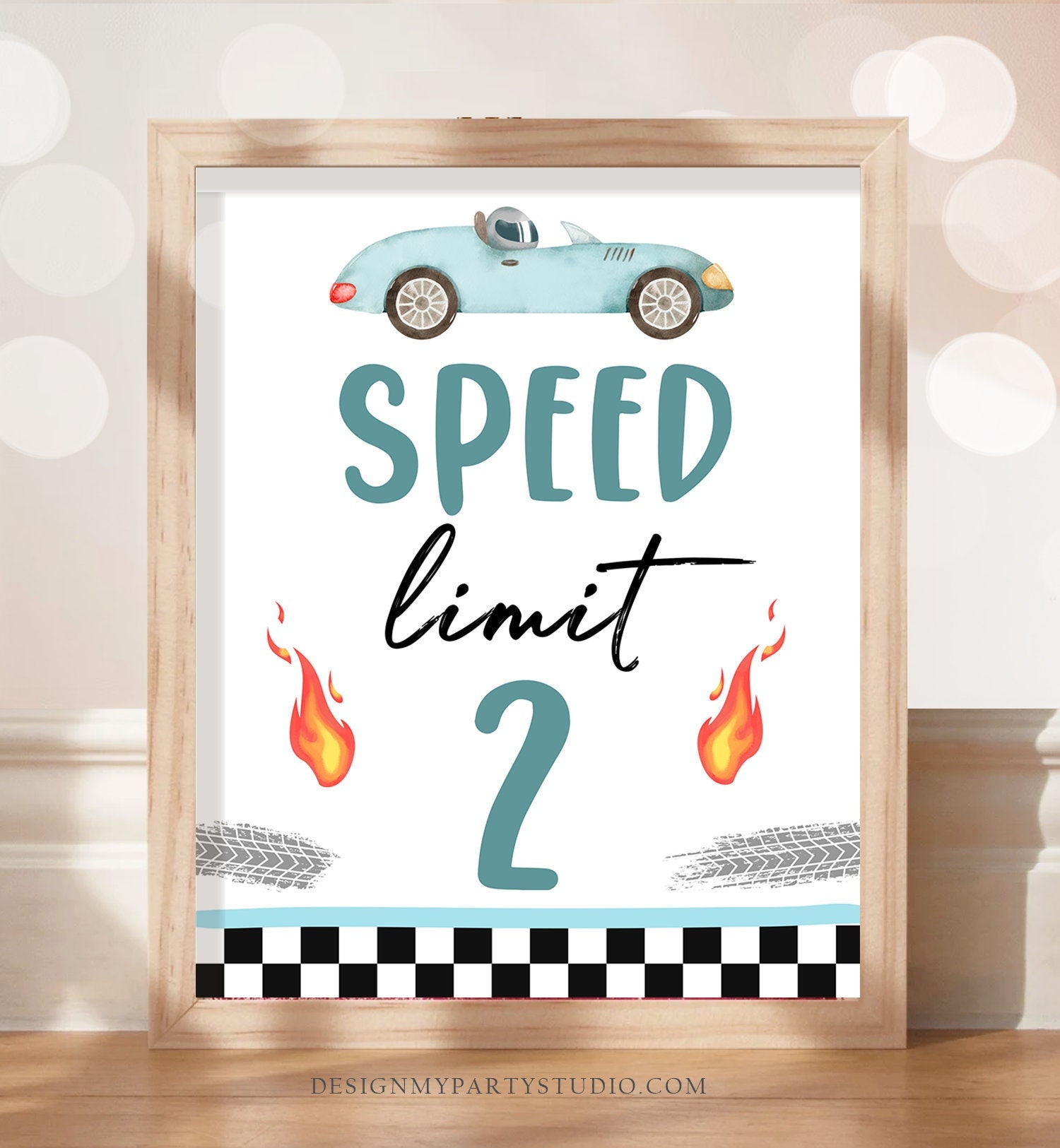 Speed Limit Race Car Sign Race Car Birthday Party Sign Two | Etsy