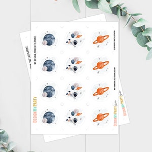 Outer Space Birthday Cupcake Toppers First Trip Around the Sun Favor ...