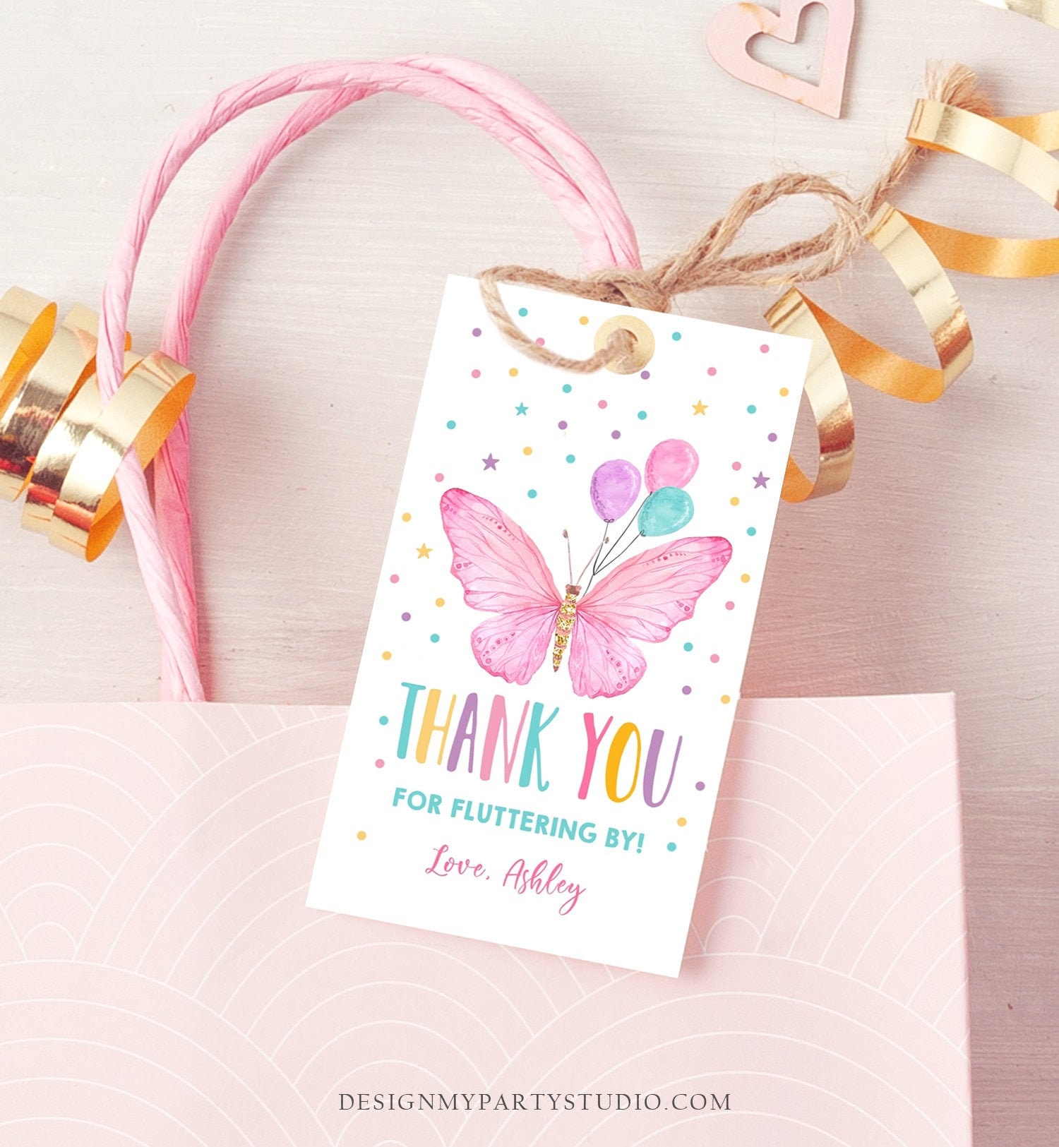 Editable Butterfly Favor Tag Birthday Favors Thank You | Etsy