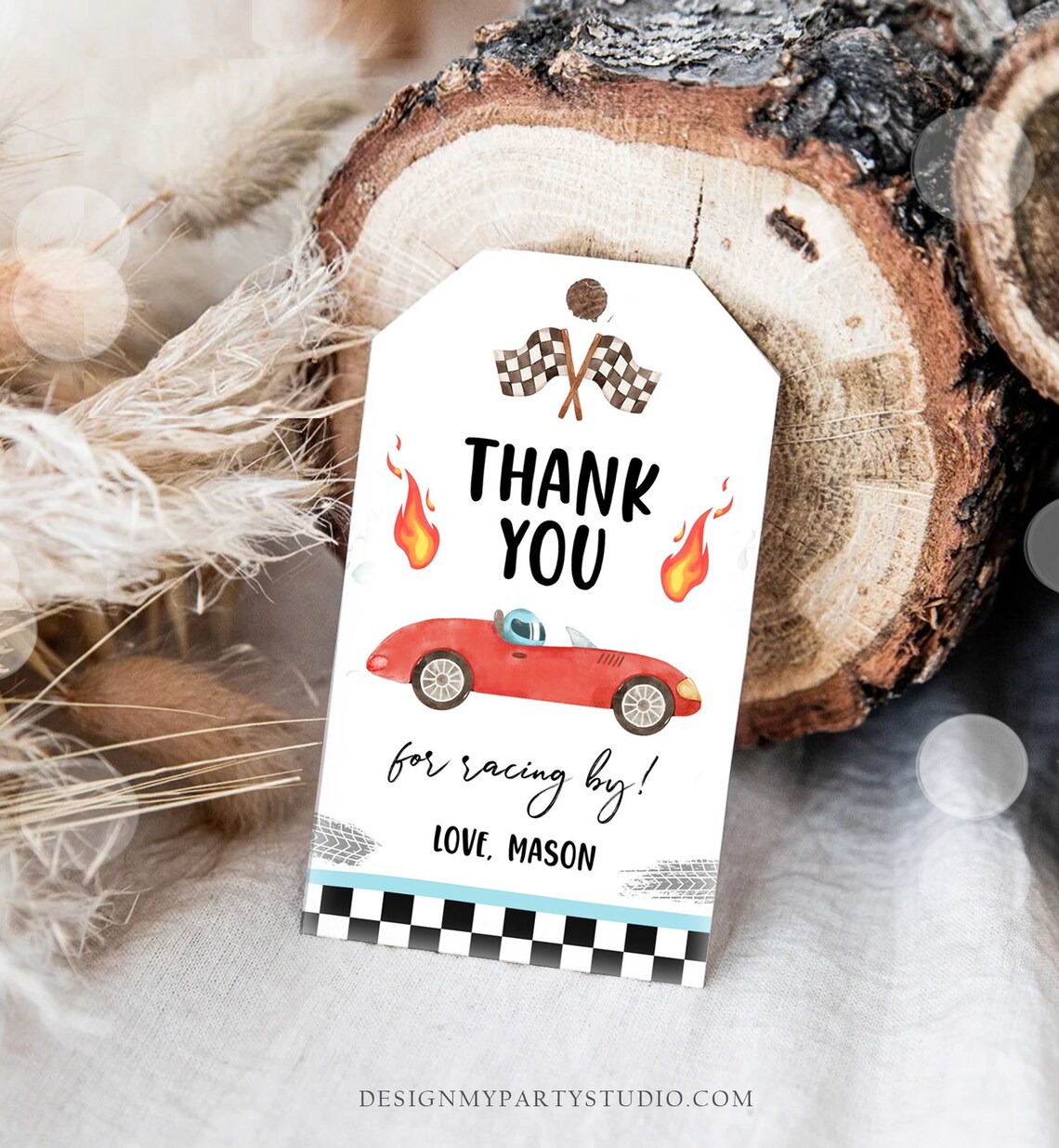 Editable Racing Favor Tags Race Car Birthday Thank You Label | Etsy