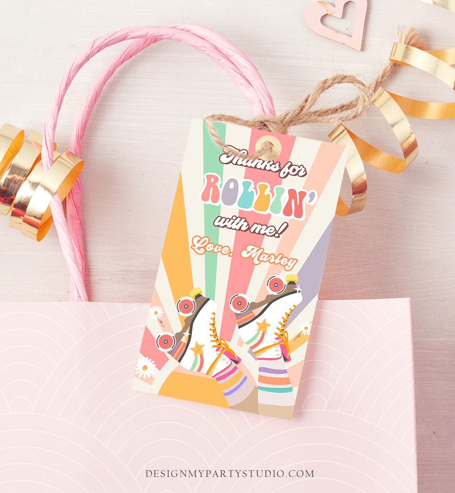 Editable Roller Skating Favor Tag Roller Skate Birthday Thank - Etsy