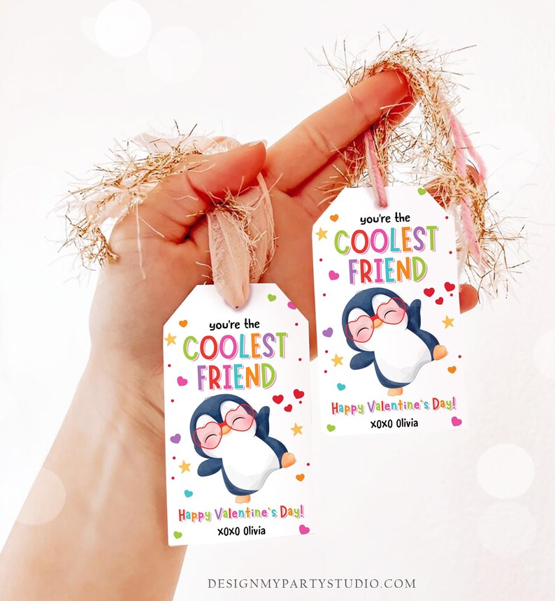 Editable You're the Coolest Friend Valentines Day Gift Tag Valentine ...