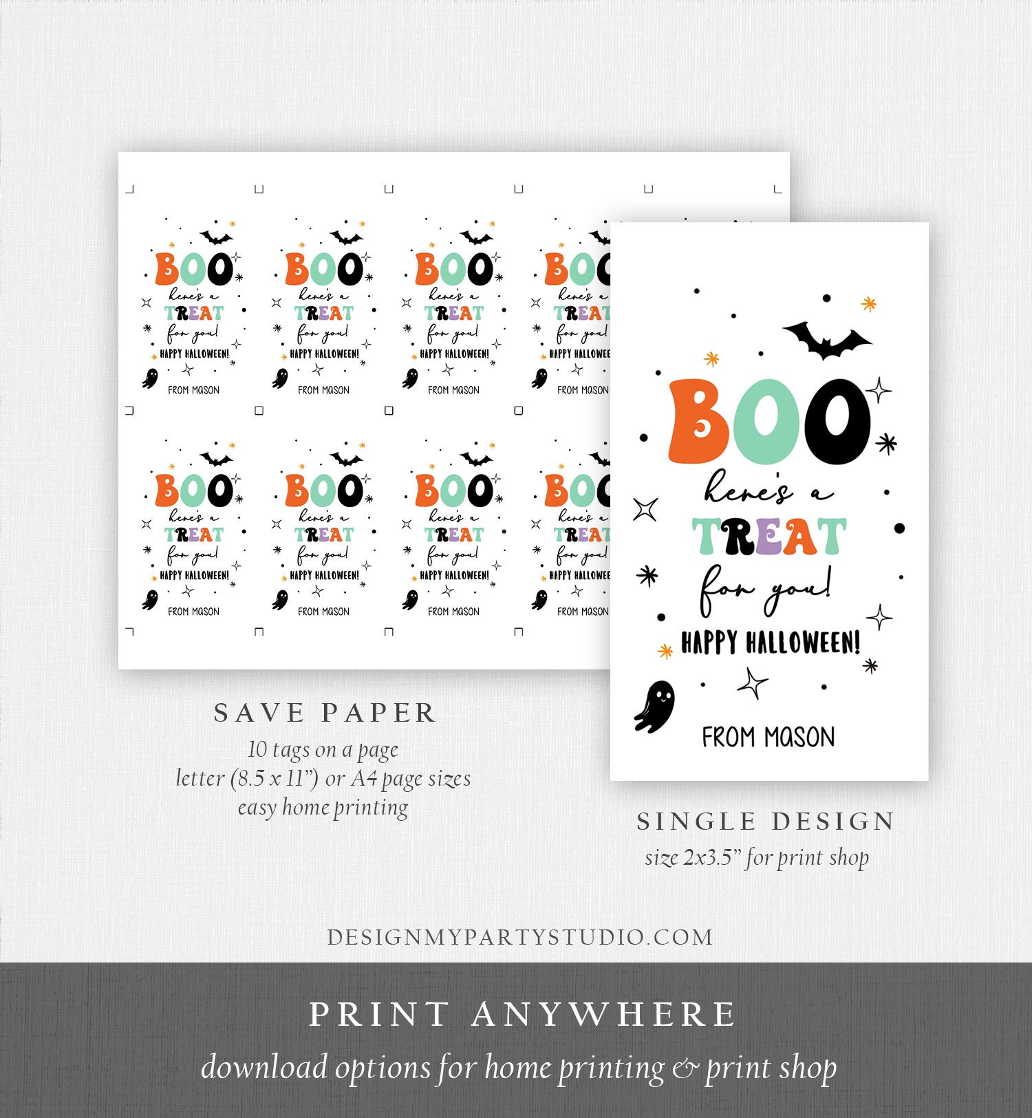 Editable Halloween Favor Tags Boo Gift Tags Costume Party Trick or ...