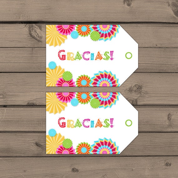 Fiesta Favor tags Fiesta birthday Thank you tags Fiesta Mexican Label ...