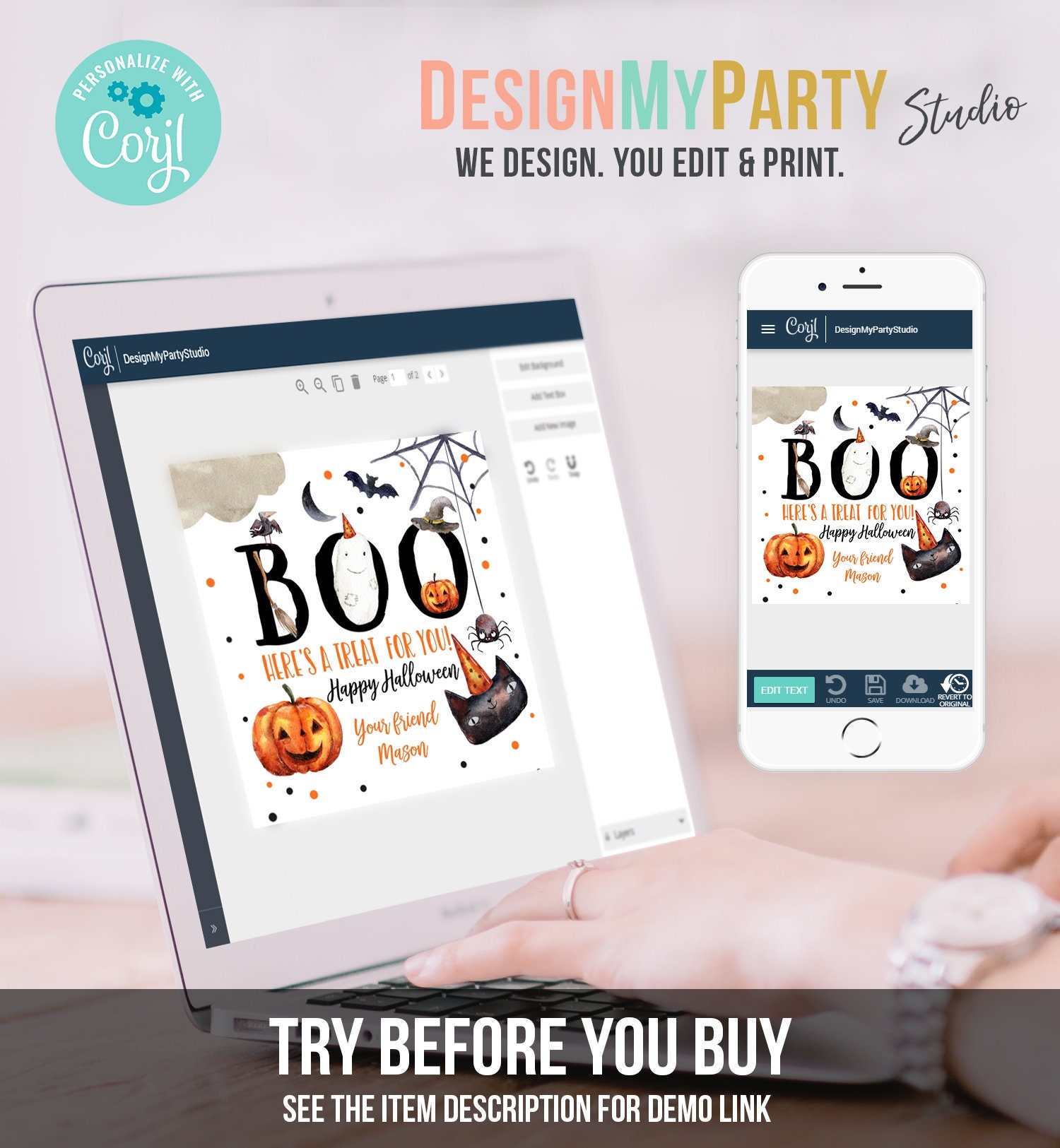 Editable Halloween Favor Tags Boo Gift Tags Costume Party - Etsy