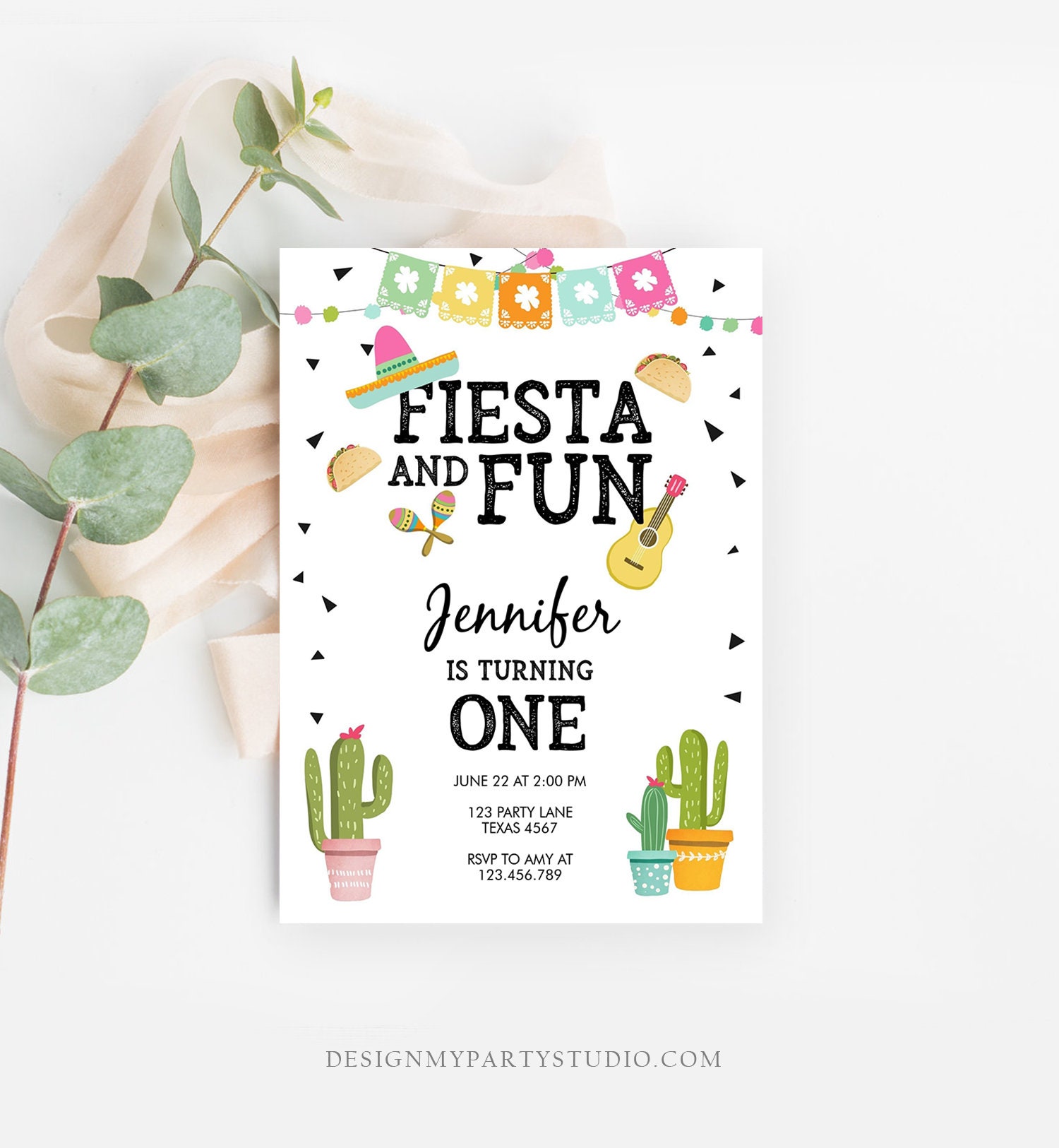 Editable Fiesta and Fun Birthday Invitation First Fiesta - Etsy