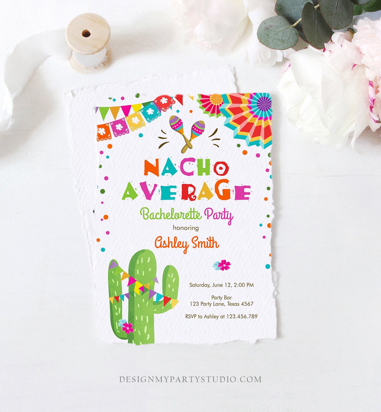 Editable Nacho Average Bachelorette Party Invitation Cactus | Etsy