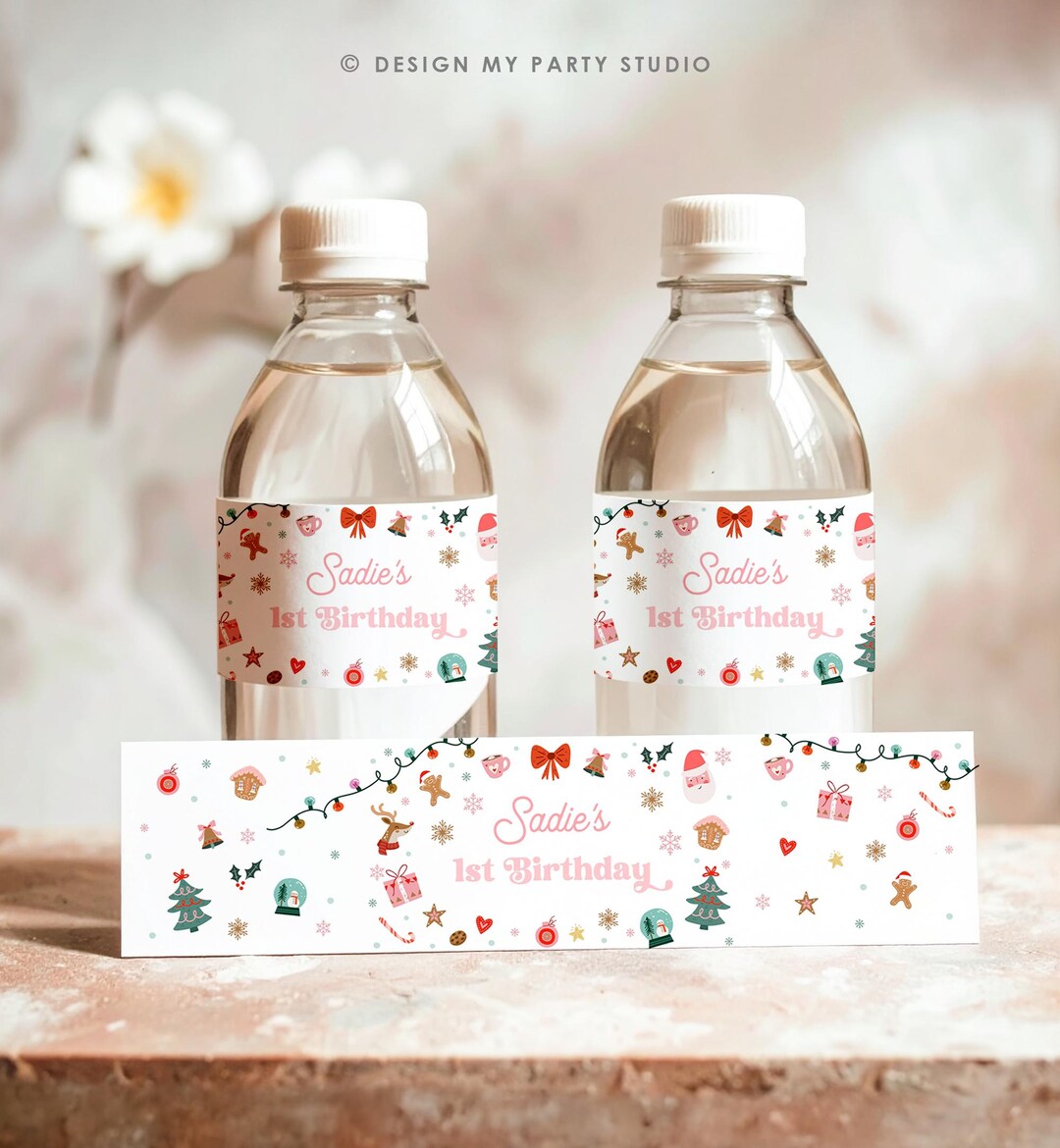 Editable Christmas Water Bottle Label Winter Onederland Wonderland ...