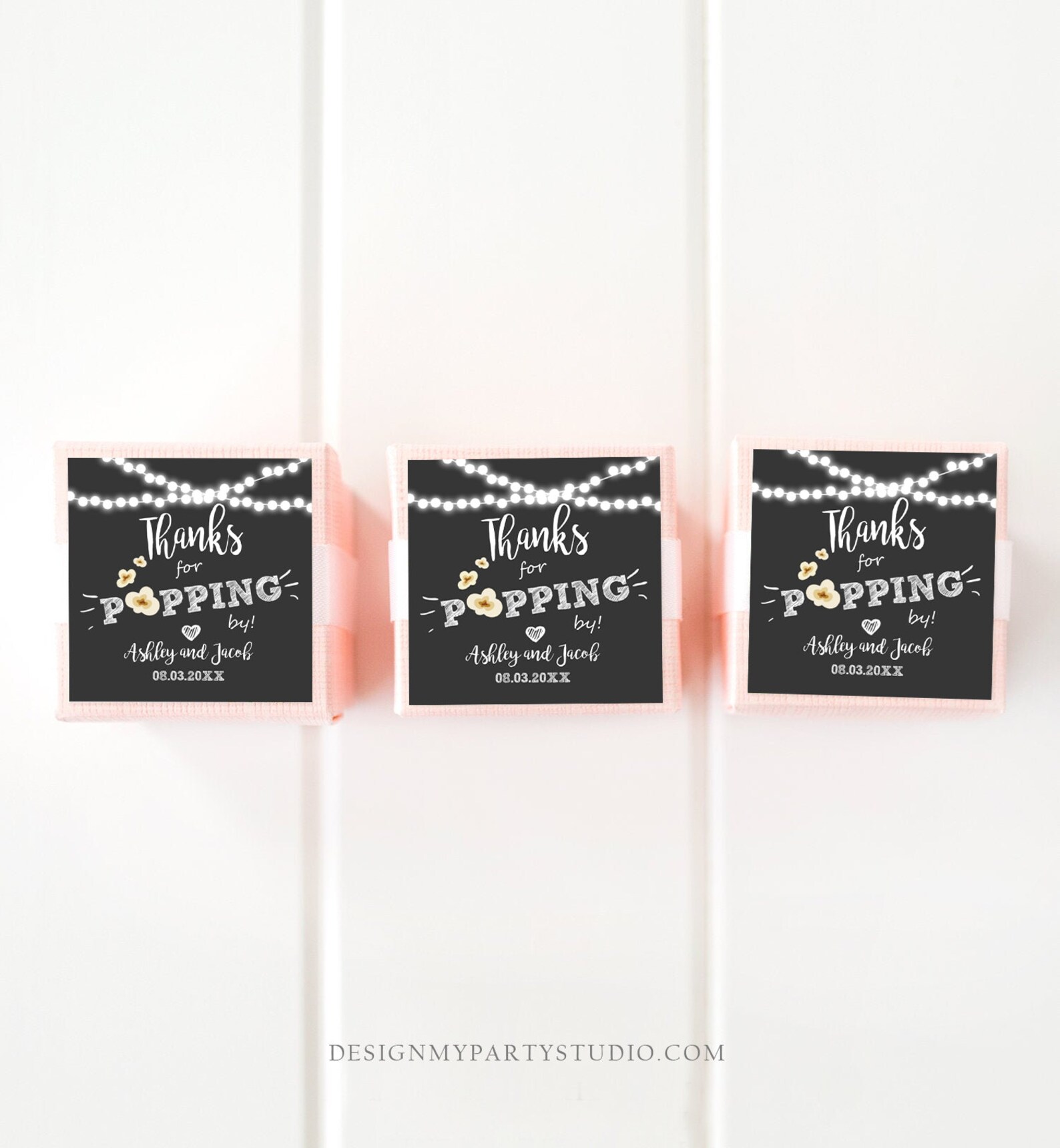 Editable Thanks for Popping by Gift Popcorn Favor Tag String - Etsy
