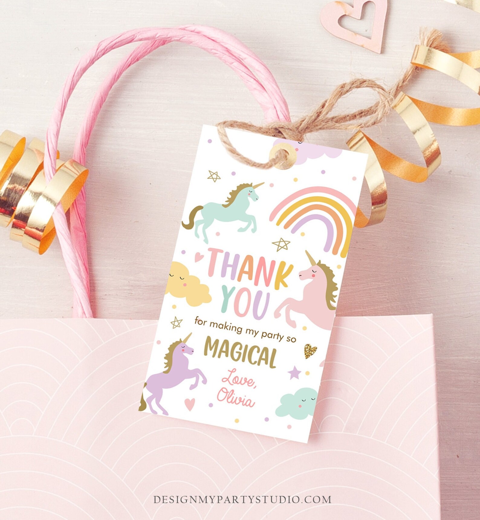 Editable Unicorn Favor Tags Magical Birthday Thank You Tags - Etsy
