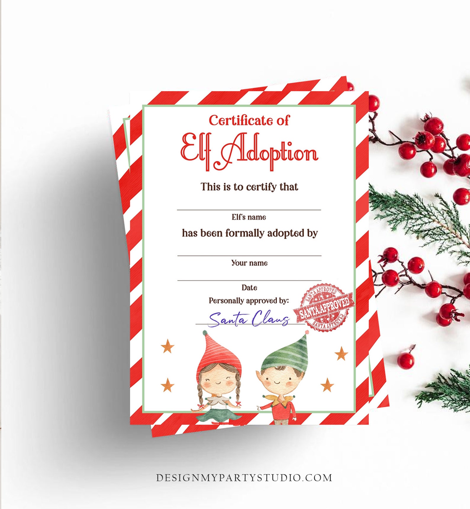 Editable Elf Adoption Certificate Adopt an Elf Letter Elf - Etsy Canada