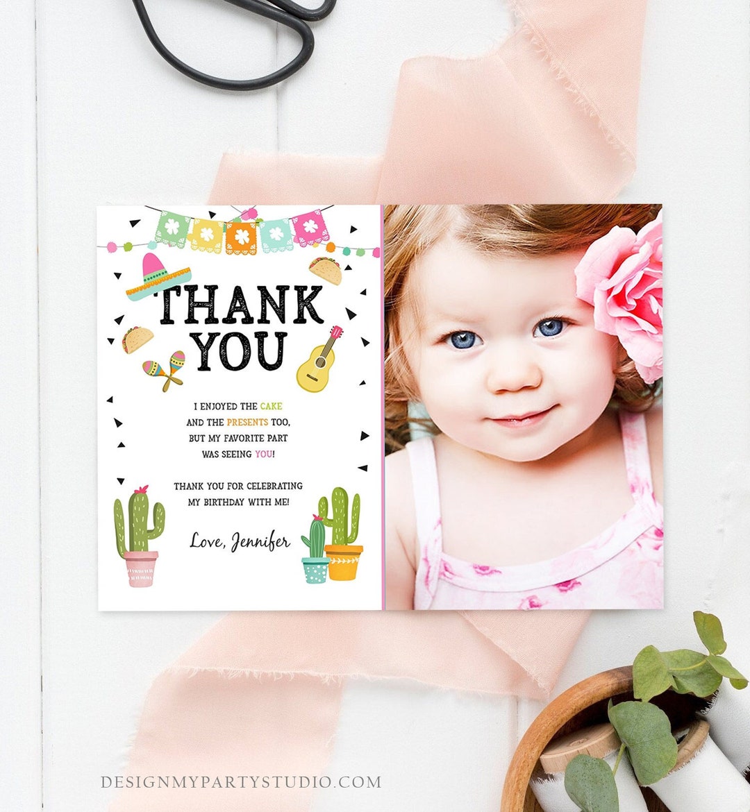 Editable Taco Fiesta Thank You Card Birthday Party Baby Bridal Shower ...