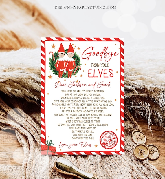 Editable Elf Goodbye Letter Boys Farewell Letter Christmas Goodbye from ...