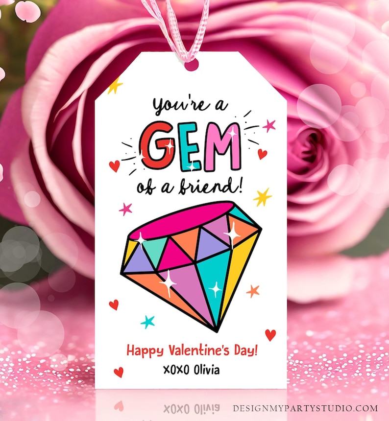 Editable Valentines Day Card You're a Gem of a Friend Classroom ...