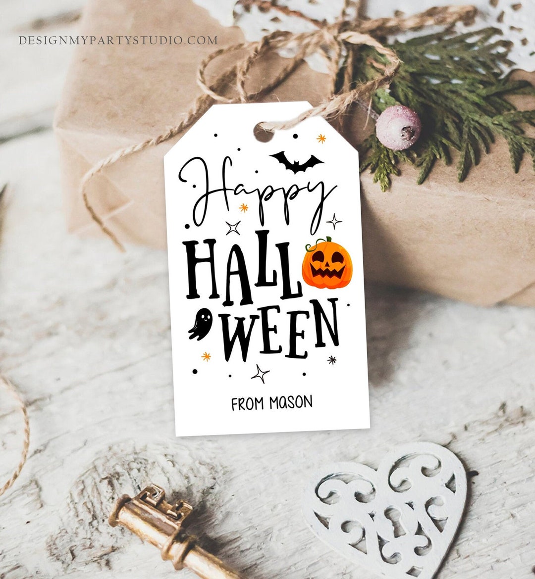 Editable Happy Halloween Gift Tags Trick or Treat Favor Tags Ghost ...