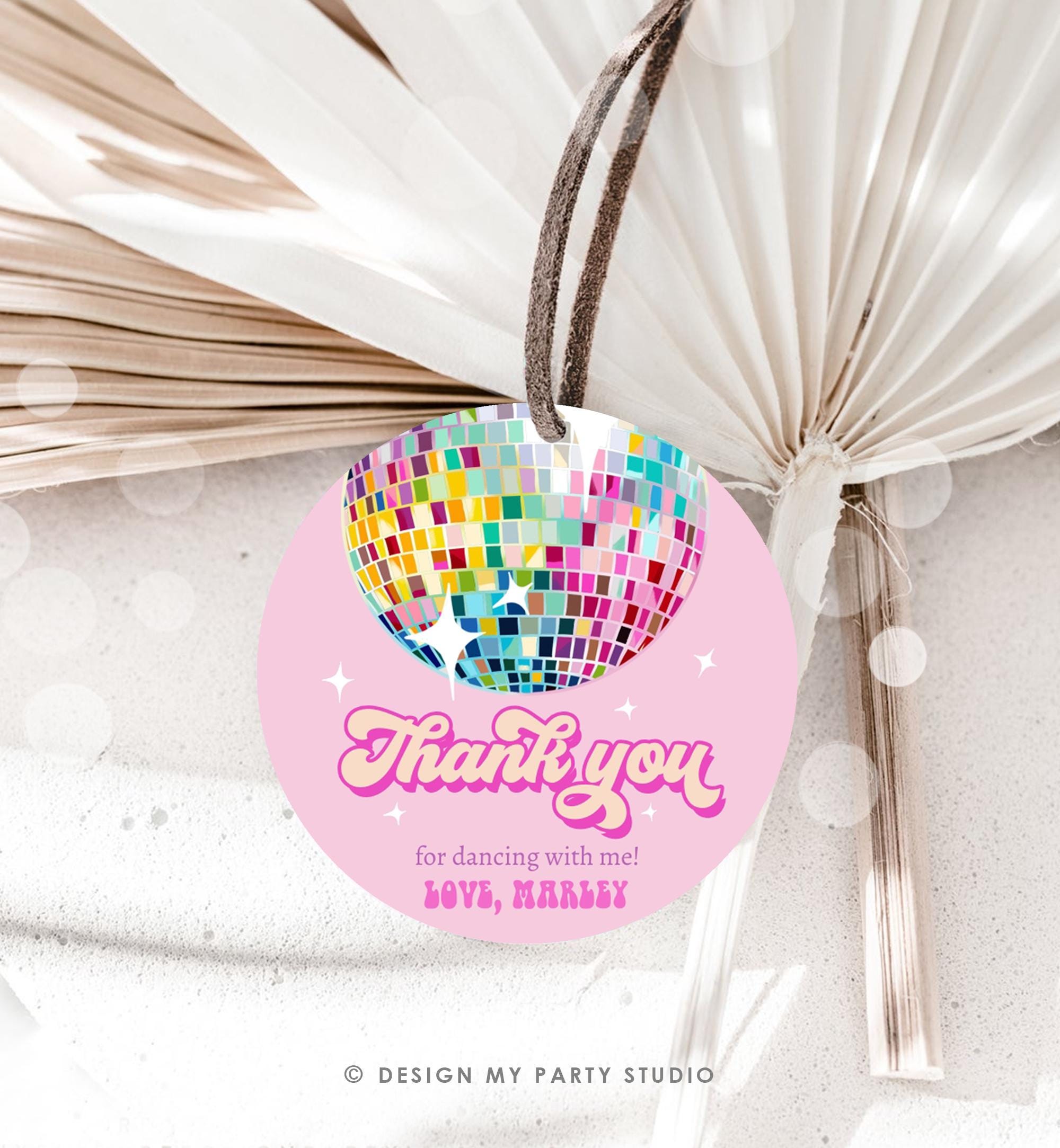 Editable Disco Ball Favor Tag Let's Disco Adult 70s Party Birthday ...