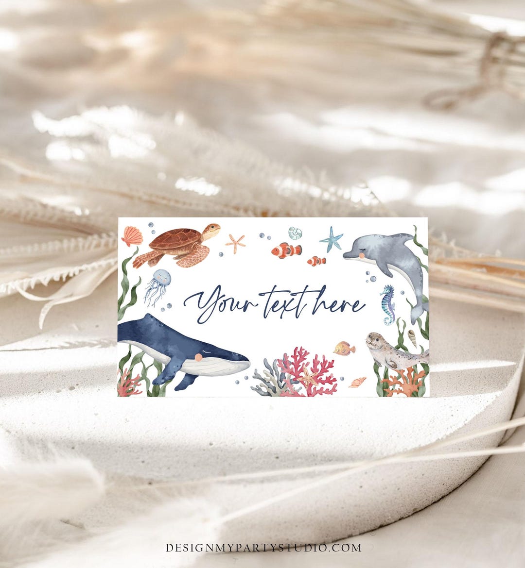 Editable Under the Sea Food Labels Sea Ocean Life Birthday Place Card ...