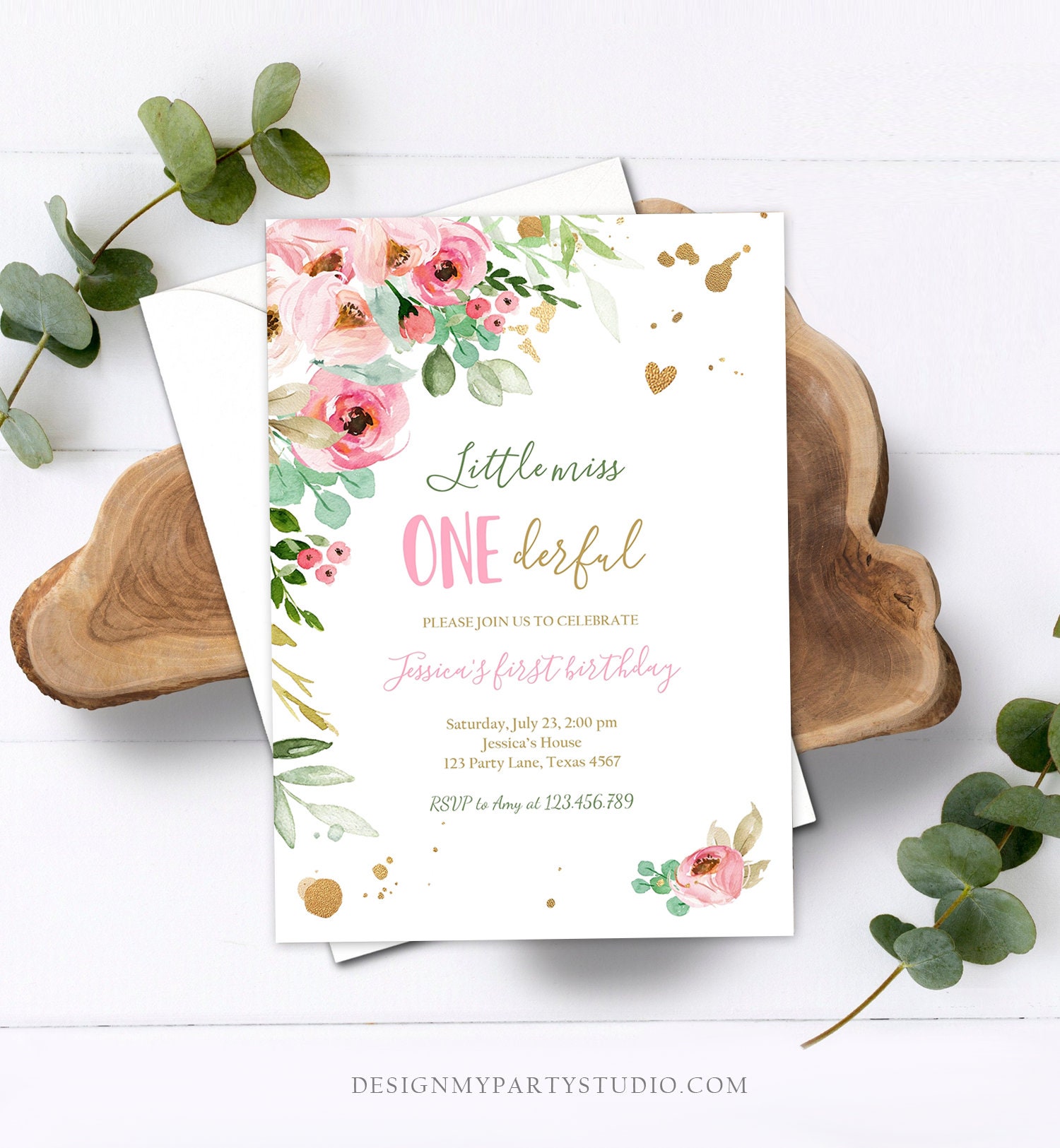 Editable Little Miss Onederful Birthday Invitation 1st - Etsy