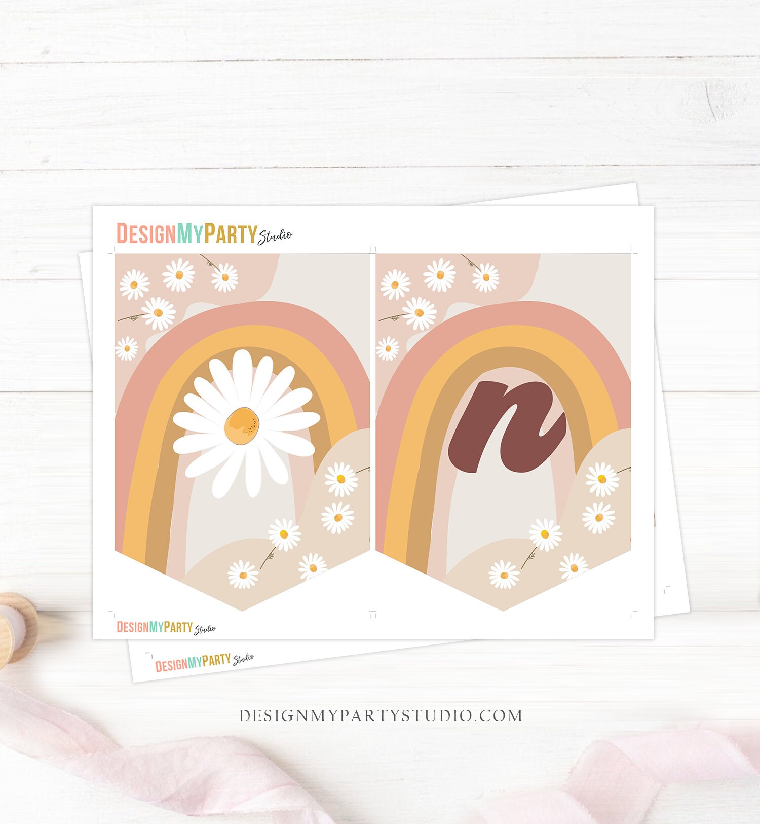 Retro Daisy High Chair Banner Groovy One Birthday Party 1st First ...